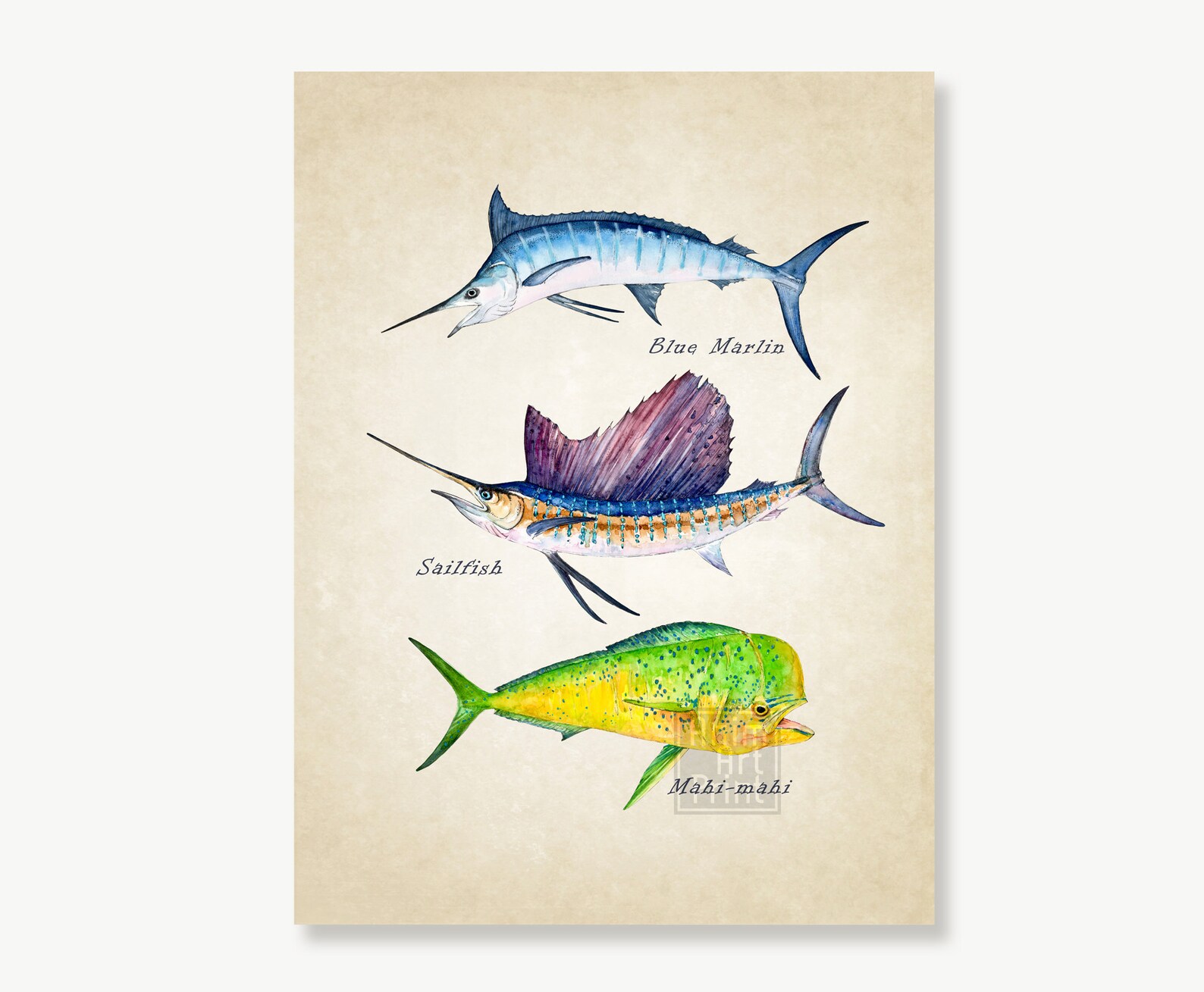 Ocean Fishes Painting Ocean Fishing Art Print Wall Art Fish - Etsy