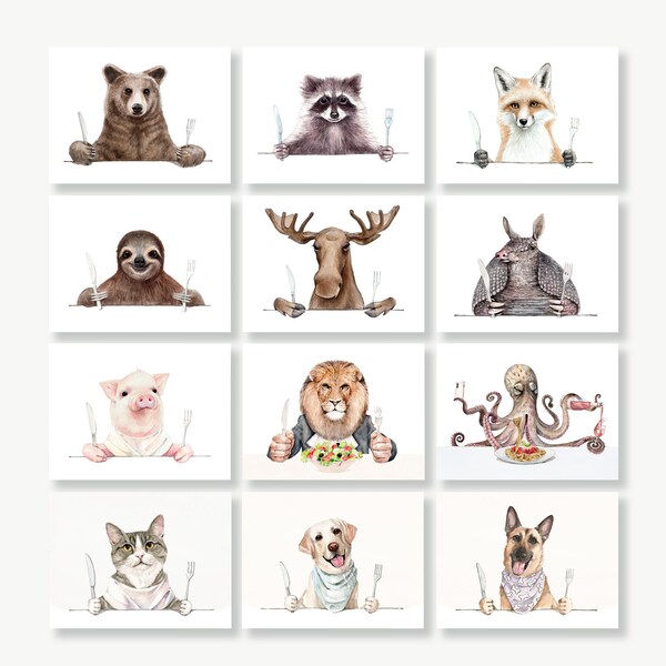 Funny Animal Wall Art Kitchen - Etsy