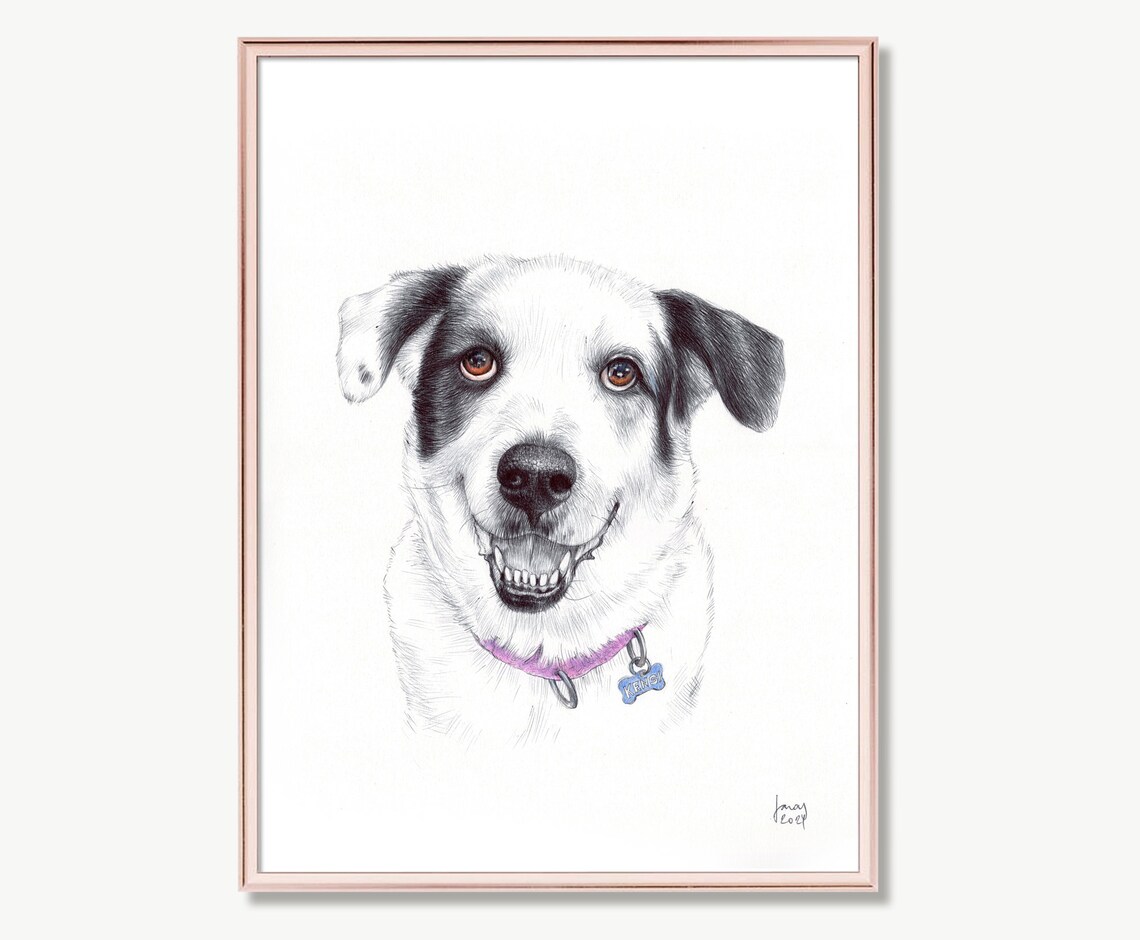 Pet Portrait Custom Pet Drawing Commission Art Personalized - Etsy