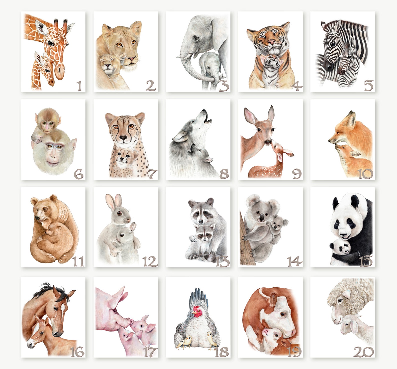 Mom and Baby Animals Mom & Daughter Mom and Son Nursery - Etsy