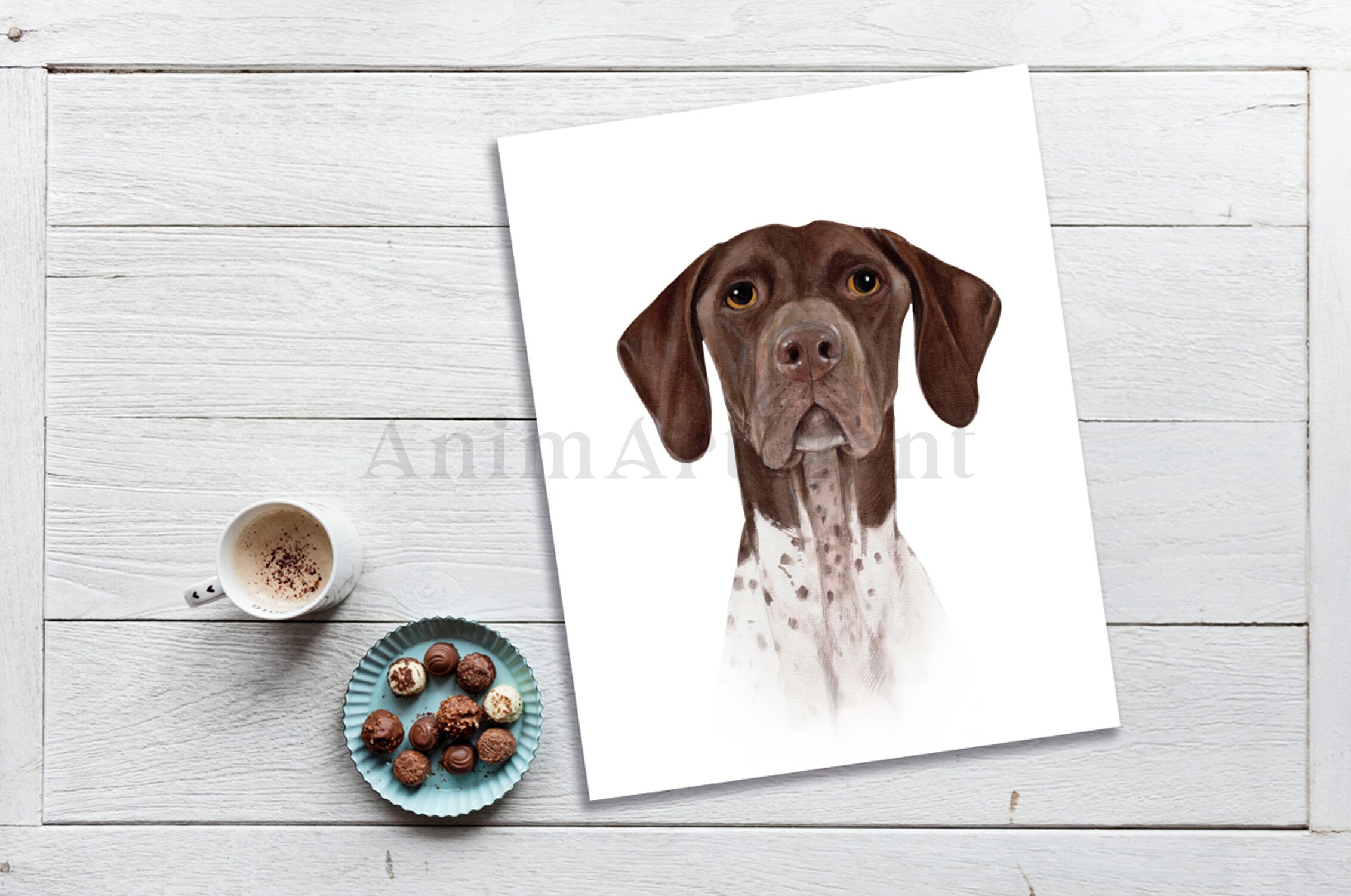 German Shorthaired Pointer Poster Dog Art Print Watercolor - Etsy