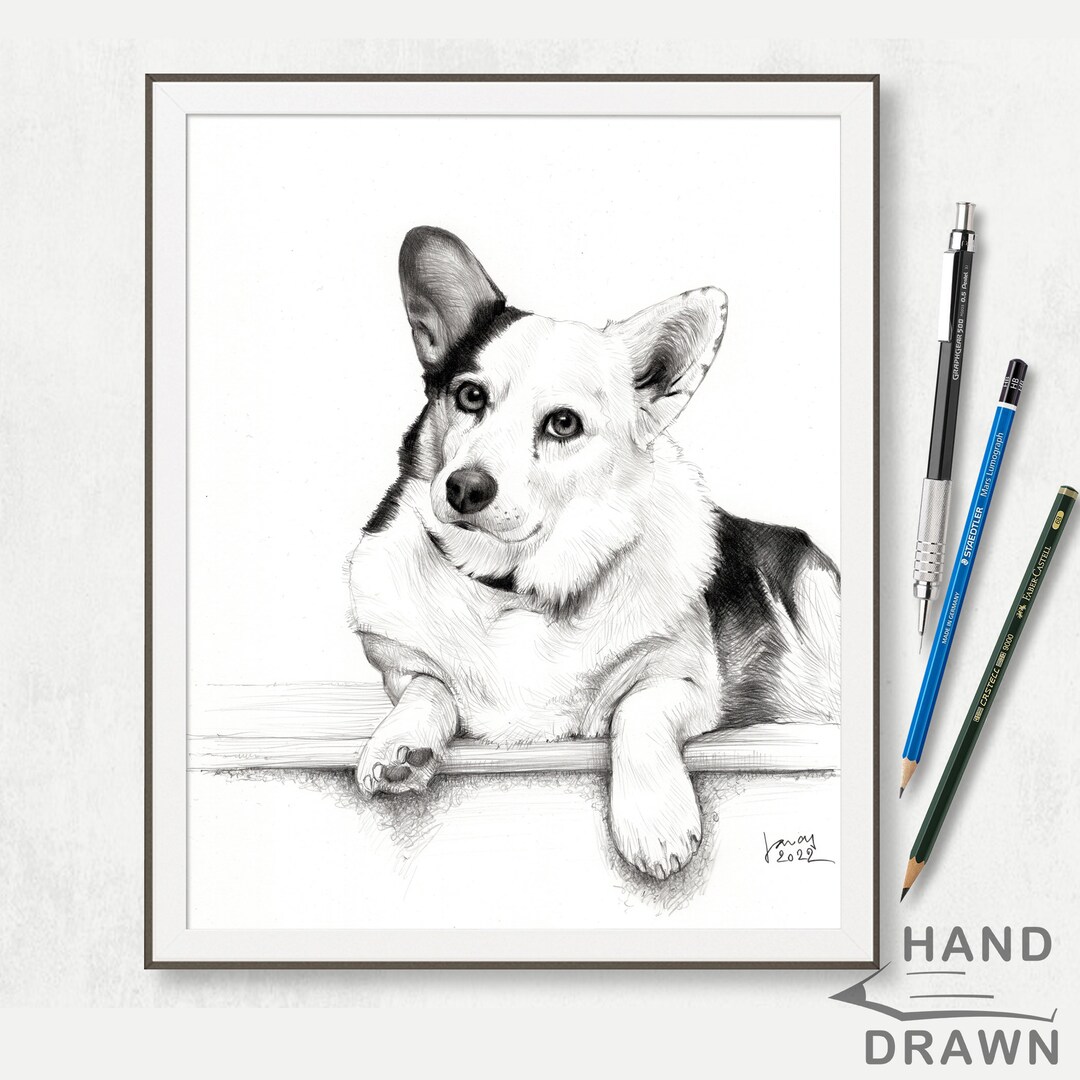 Hand-drawn Pet Portrait, Custom Pet Portrait, Dog Portrait, Pencil ...
