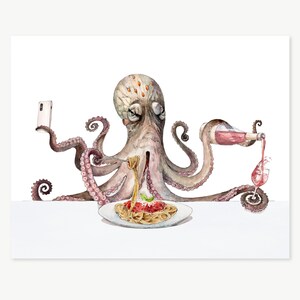 Octopus Funny Kitchen Décor Ocean Animal Art Print Octopus - Etsy