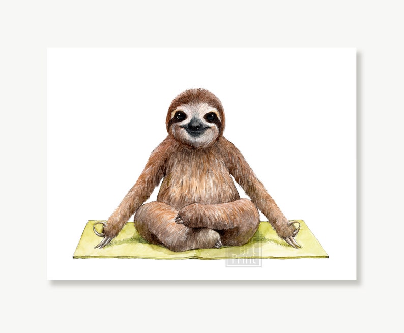 Sloth Yoga Art Print Funny Animal Poster Sloth in Yoga Pose | Etsy