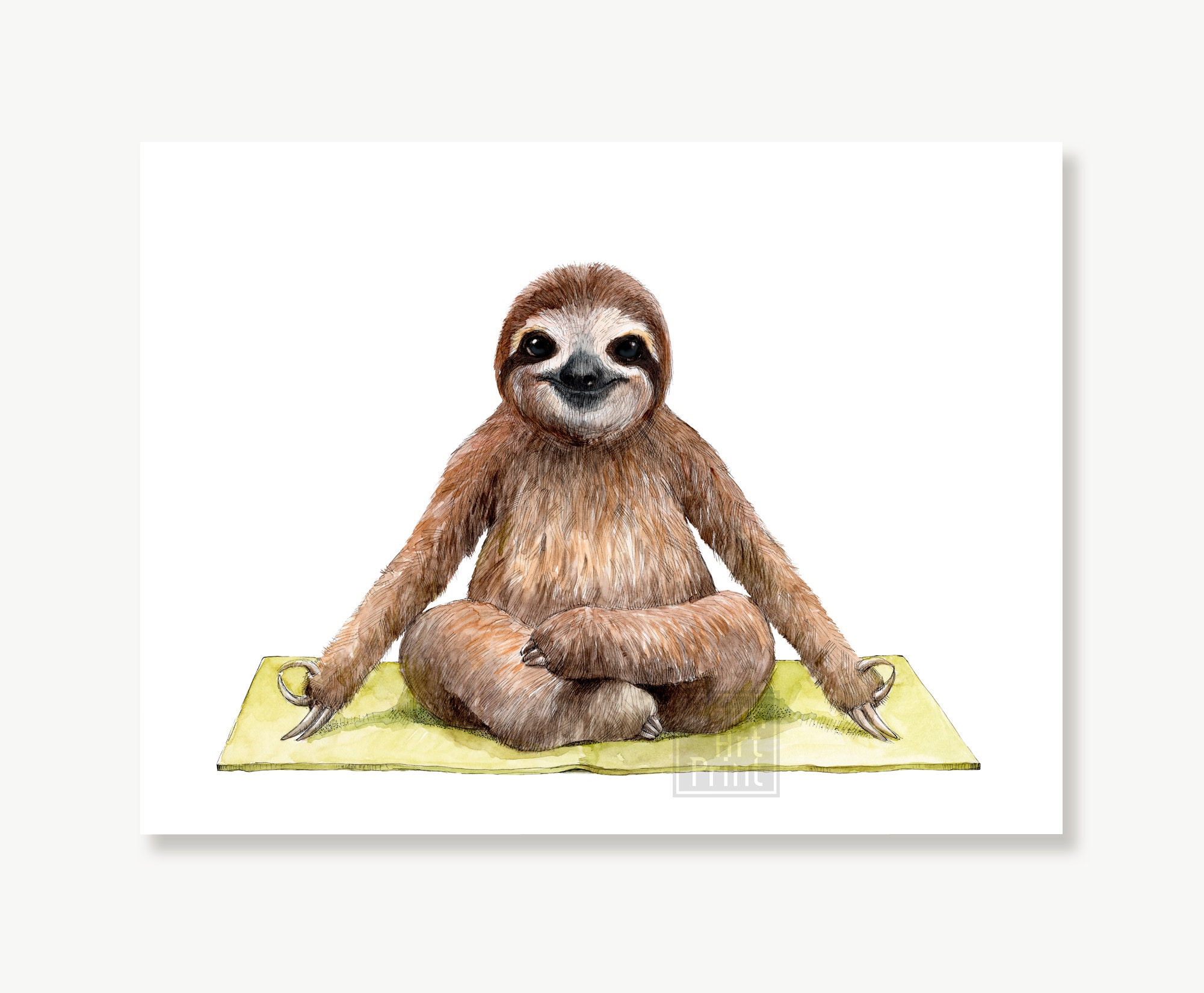 Sloth Yoga Art Print Funny Animal Poster Sloth in Yoga Pose - Etsy UK