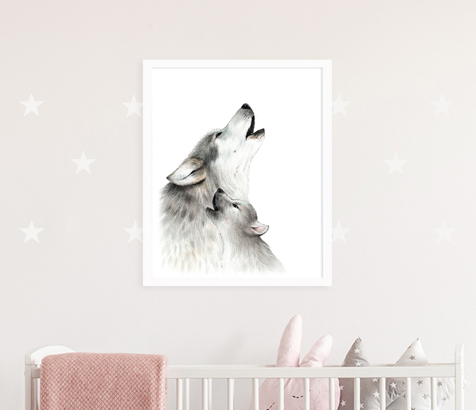 Wolf Art Mother and Baby Wolf Print Mama Wolf and Cub | Etsy