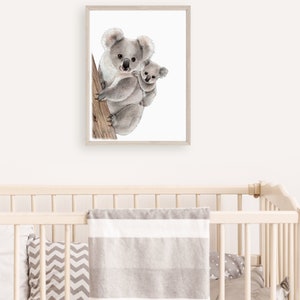 Mom and Baby Koalas Art Print Australian Animal Wall Art - Etsy