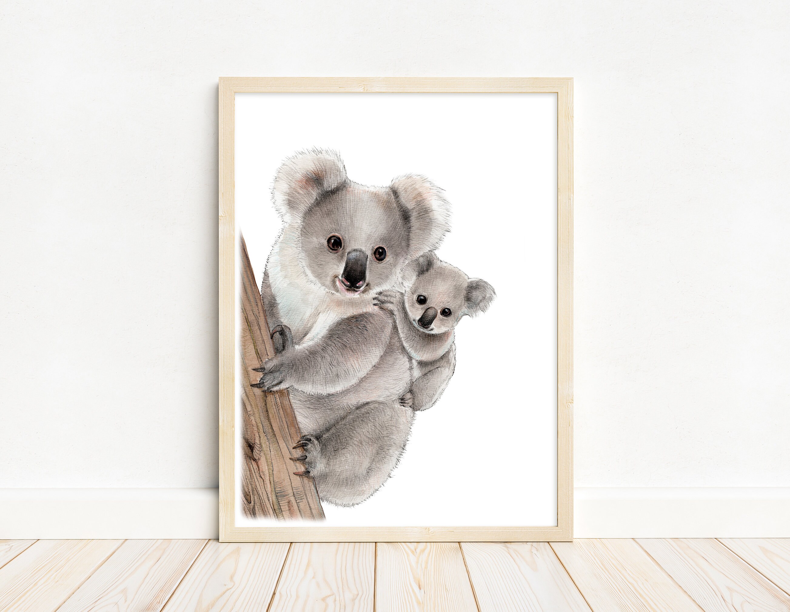 Mom and Baby Koalas Art Print Australian Animal Wall Art - Etsy