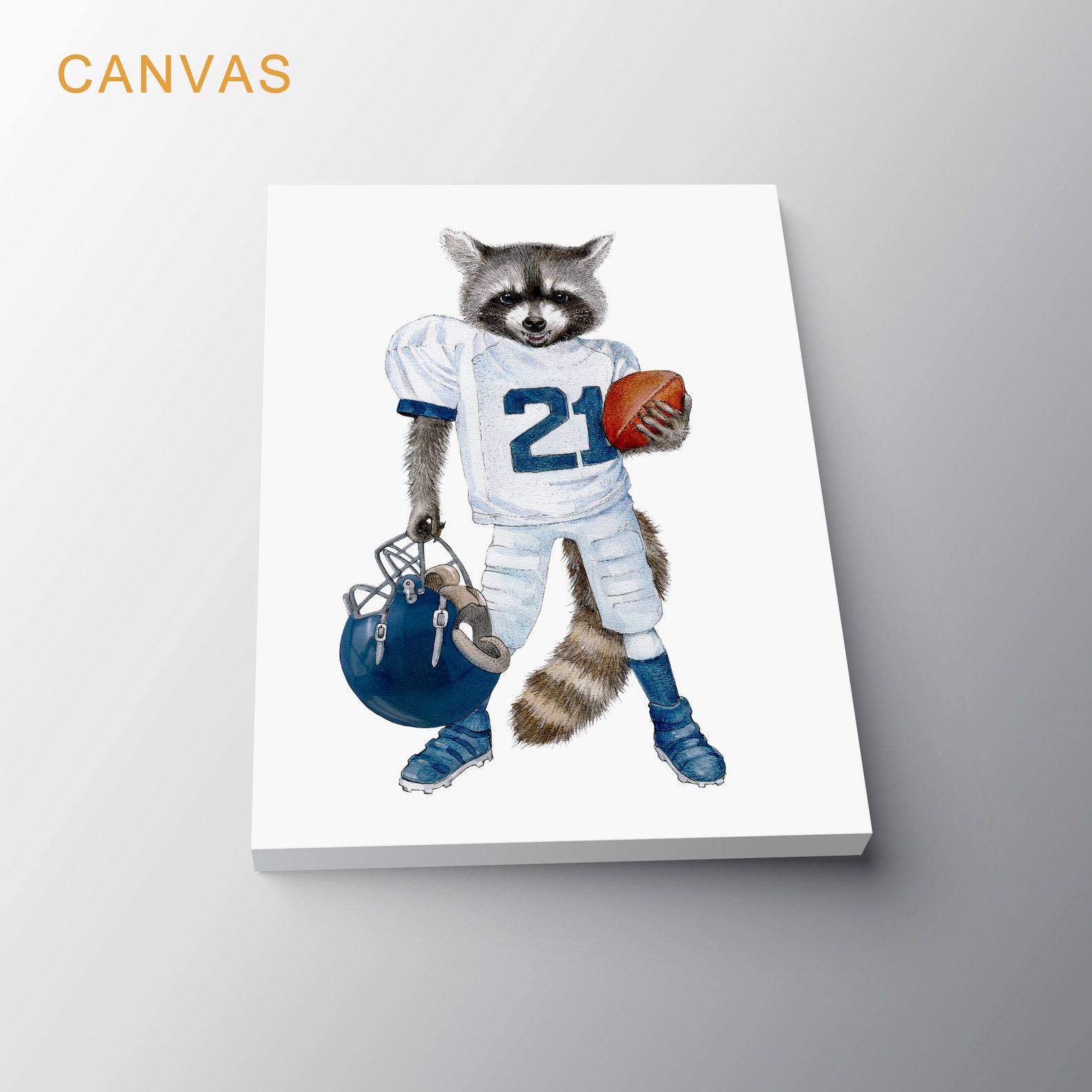 Raccoon as American Football Player Funny Animal Wall Art - Etsy