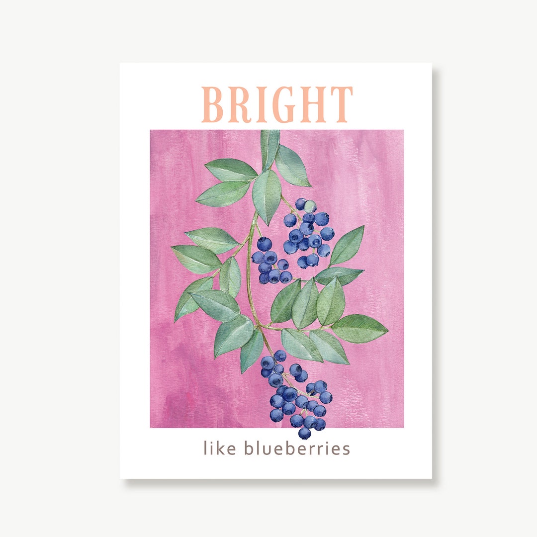 Bright Like Blueberries, Kitchen Poster, Retro Style, Fruit ...