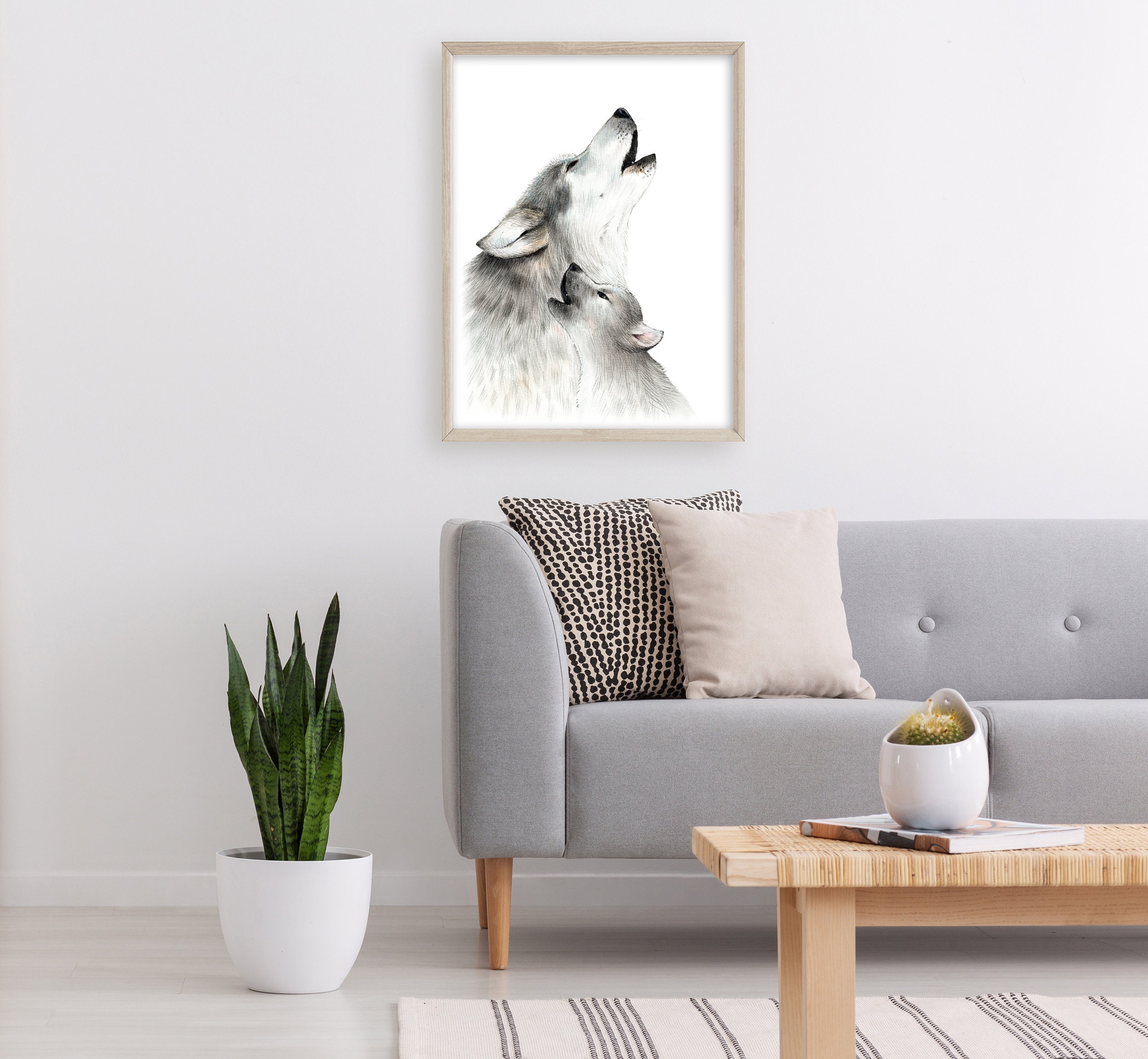 Wolf Art Mother and Baby Wolf Print Mama Wolf and Cub | Etsy