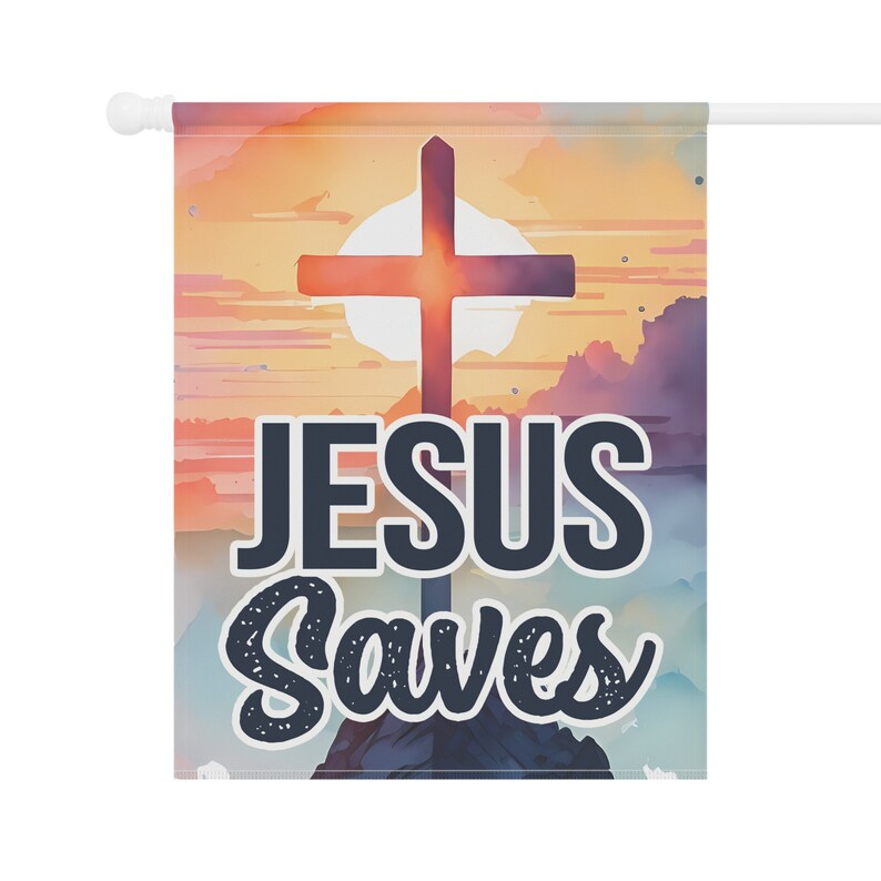 Jesus Saves Flag, Christian Cross, Christian Garden Flag, Sizes: 12" X ...
