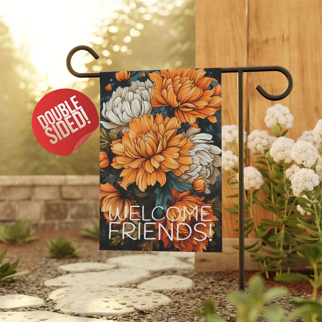 Fall Flower Welcome Flag Double Sided Garden Flag, Fall Garden Flag ...