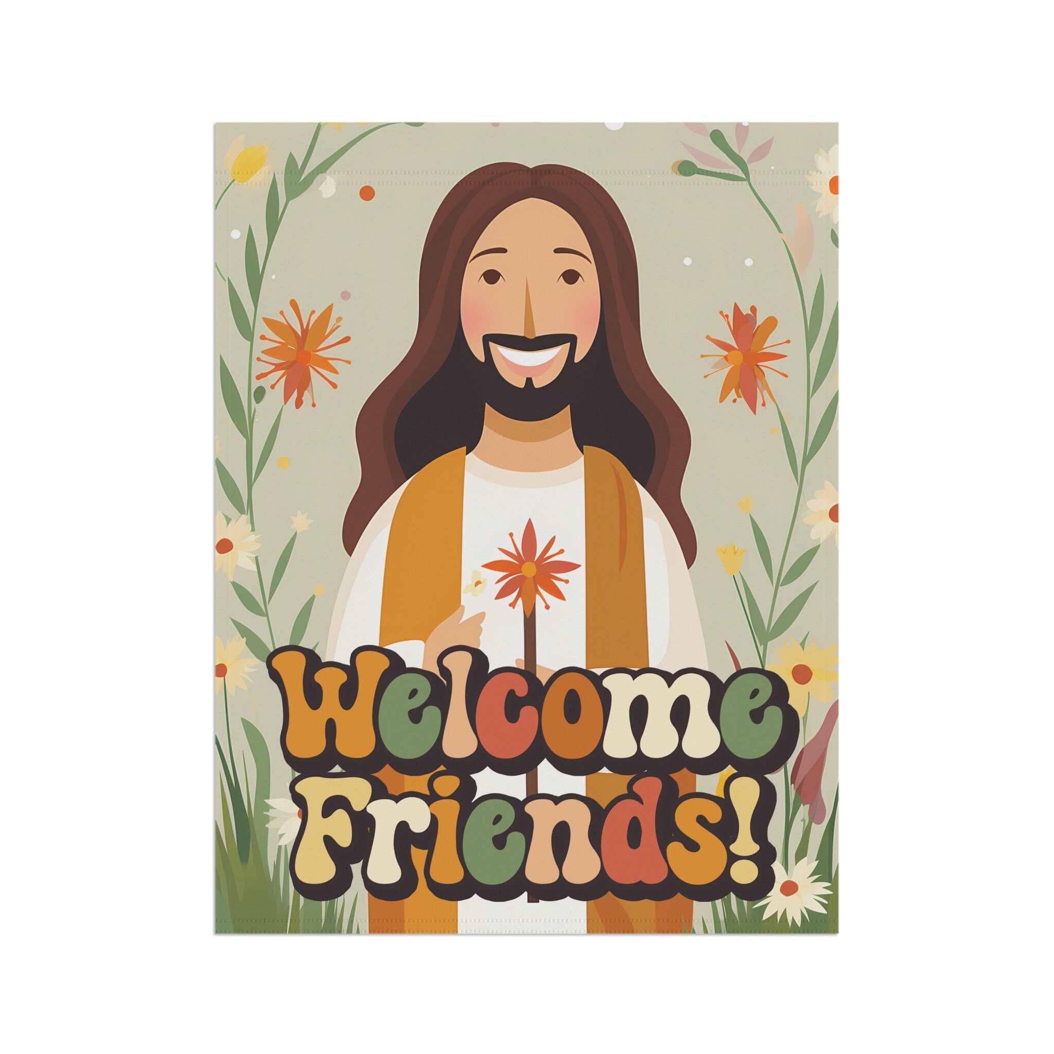 Groovy Jesus Welcome Friends Flag 70's Vibe Retro - Etsy