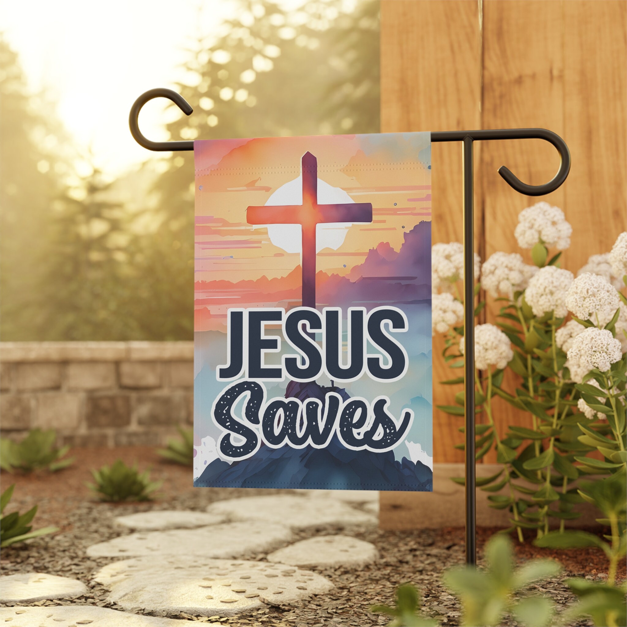Jesus Saves Flag, Christian Cross, Christian Garden Flag, Sizes: 12" X ...
