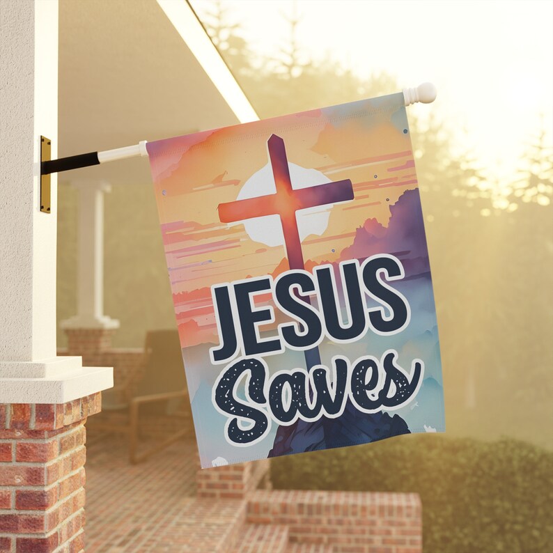 Jesus Saves Flag, Christian Cross, Christian Garden Flag, Sizes: 12" X ...