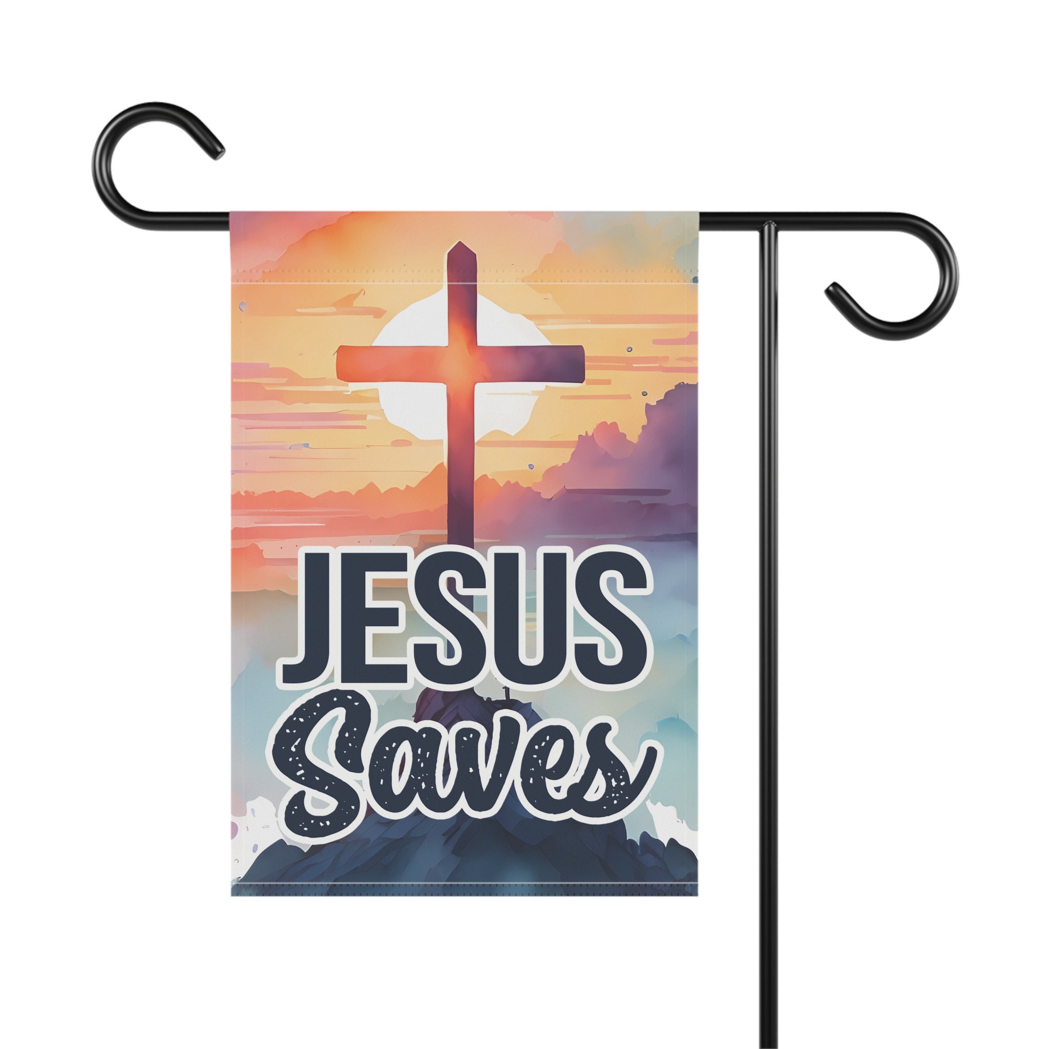 Jesus Saves Flag, Christian Cross, Christian Garden Flag, Sizes: 12" X ...
