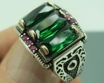 Mens emerald rings | Etsy