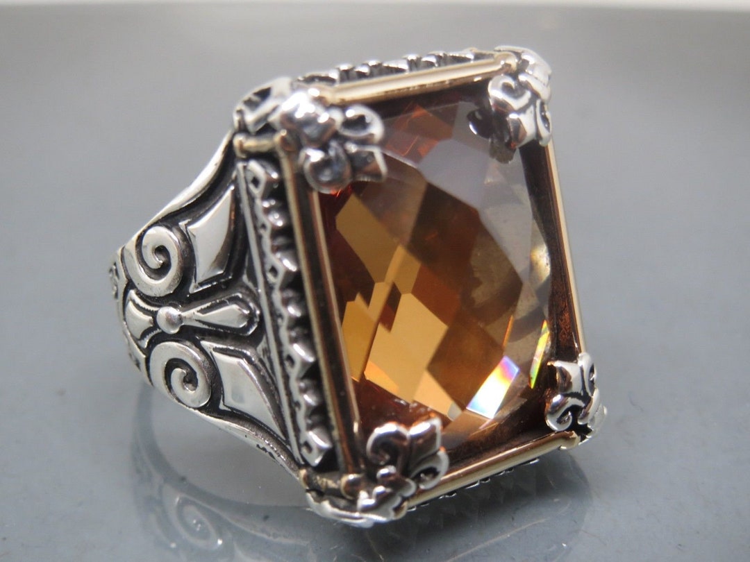 Turkish Handmade Jewelry 925 Sterling Silver Quartz Stone Men's Ring - Etsy