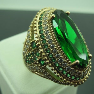 Turkish Handmade Jewelry 925 Sterling Silver Emerald Stone Ladies' Ring ...