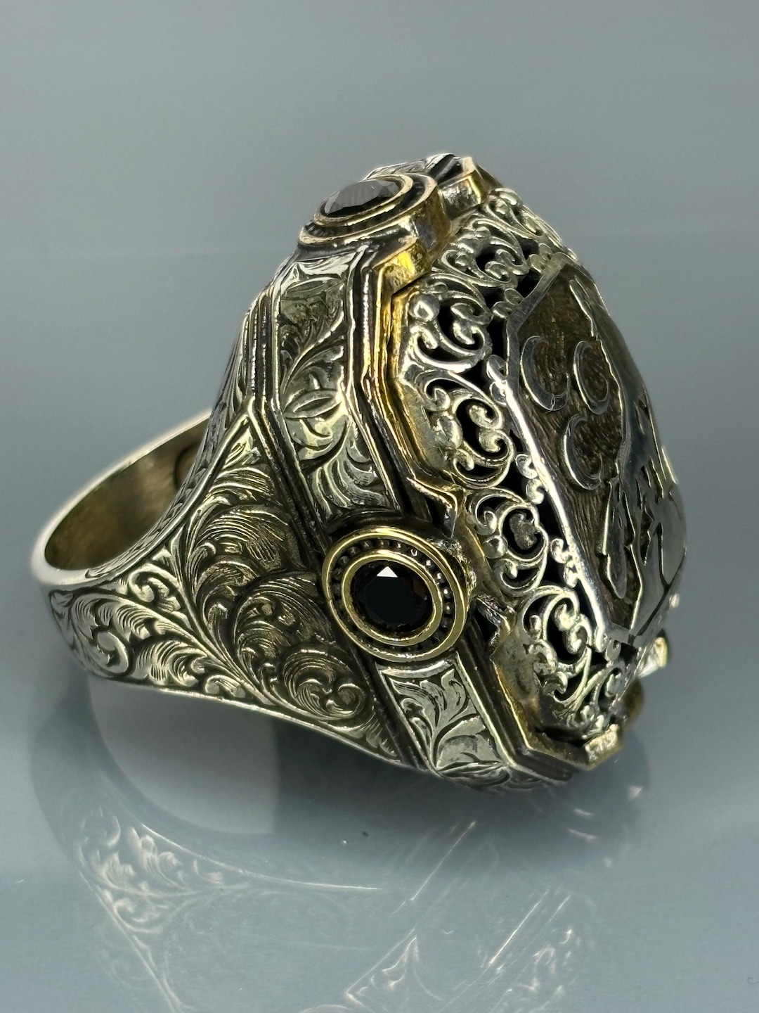 Handmade Sterling Silver Turkic Wolf Onyx Ring - Asena Design - Etsy