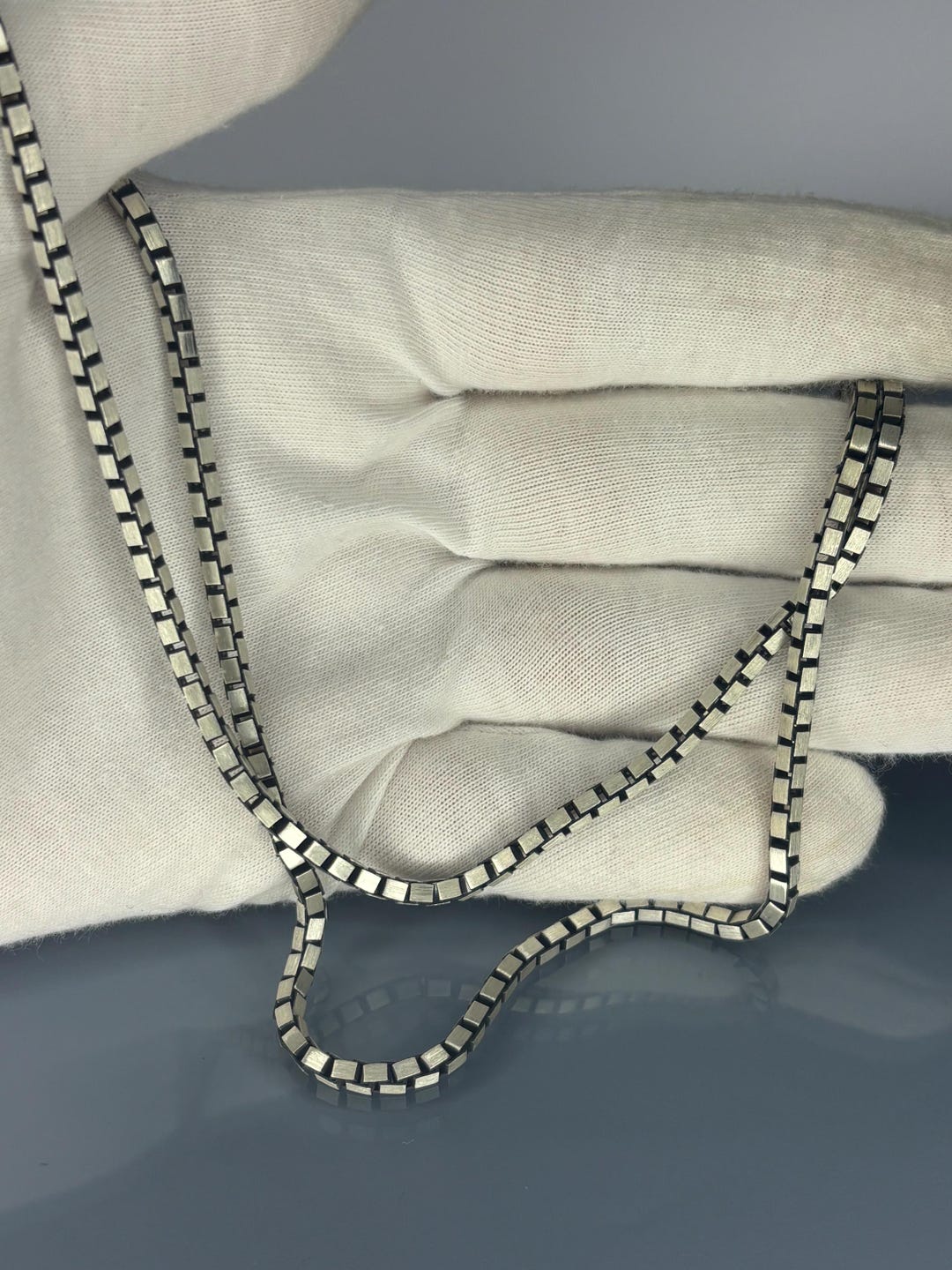 925 Sterling Silver Men's Box Chain Necklace, Minimalist Square Link ...