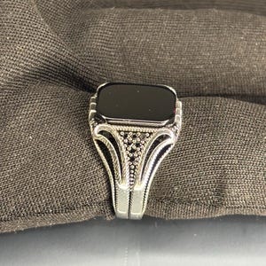 Handcrafted Onyx Men's Ring: Vintage Sterling Silver Statement Jewelry ...