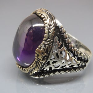 Turkish Handmade Jewelry 925 Sterling Silver Amethyst Stone Men's Ring ...