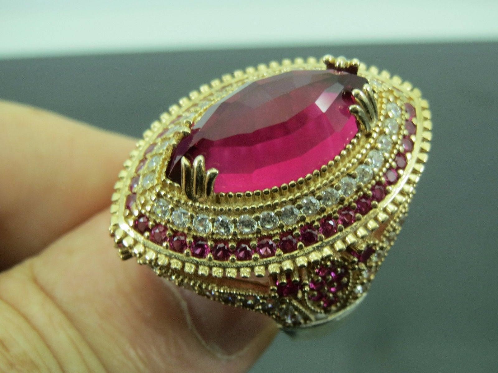 Joyería turca hecha a mano 925 Plata de ley Ruby Stone Anillo - Etsy España