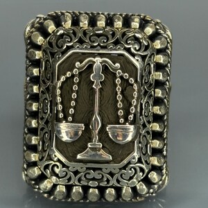 925 Sterling Silver Scales of Justice Ring, Men’s Lawyer Ring, Handmade ...