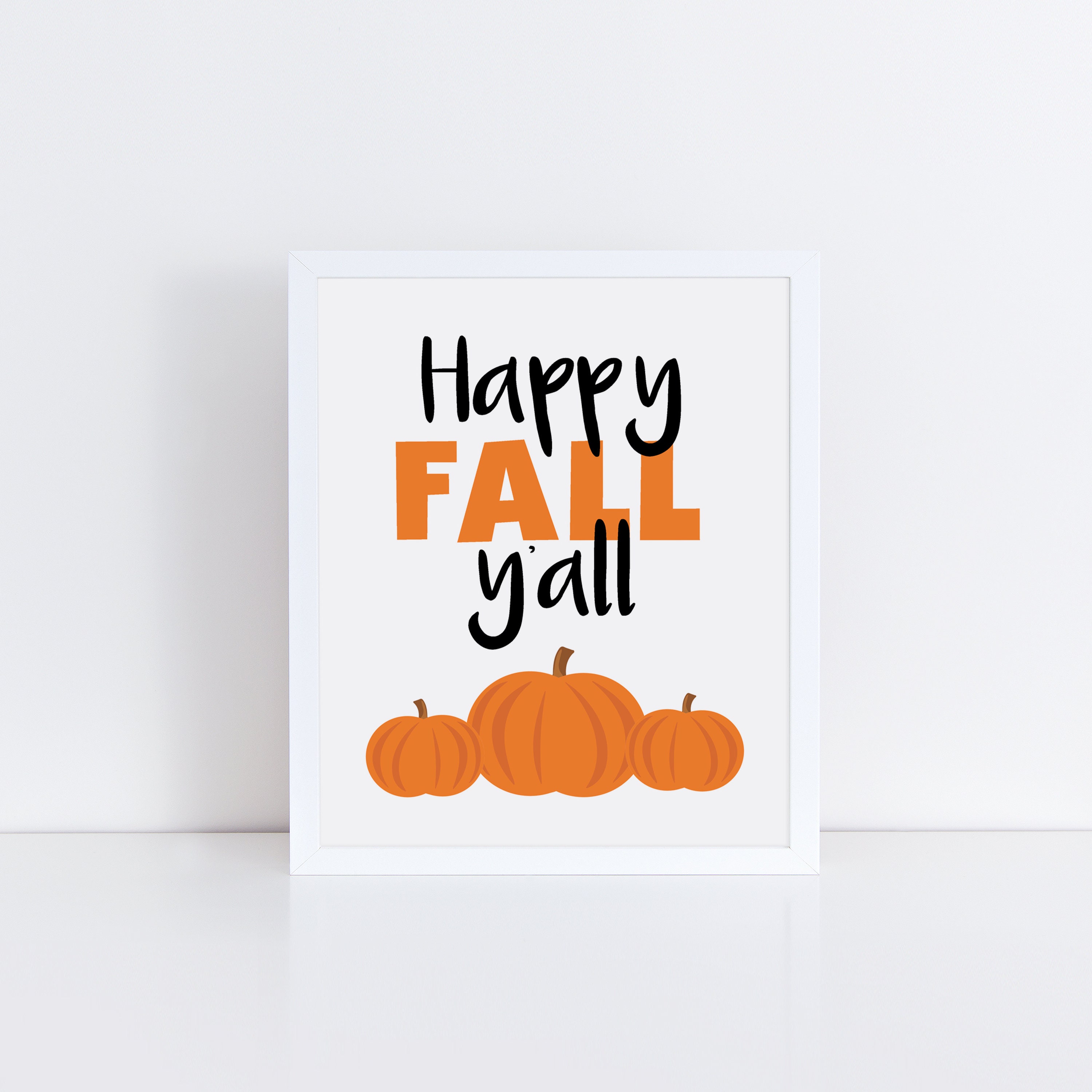 Happy Fall Y'all Printable Sign with Pumpkins Fall Wall | Etsy