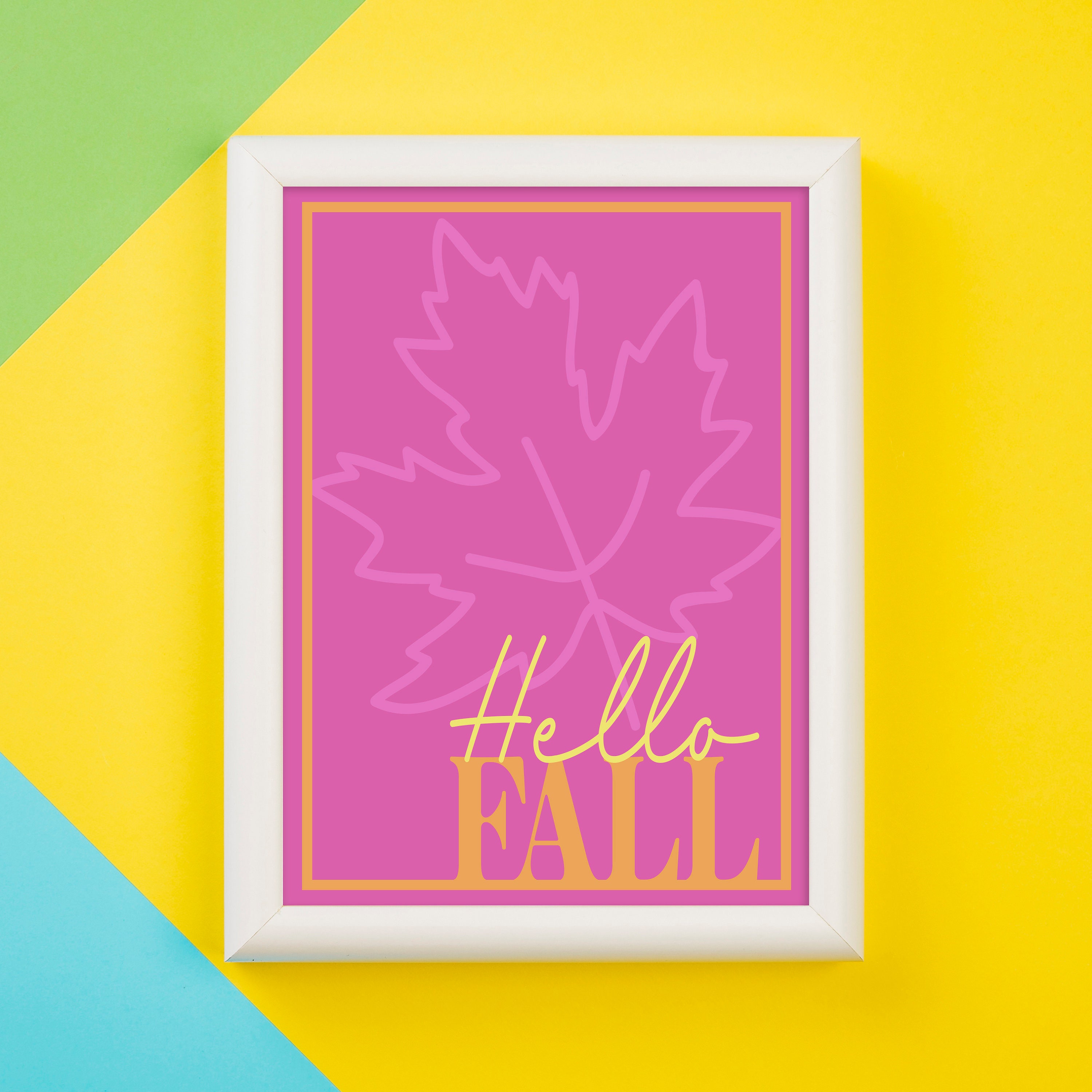 Hello Fall Printable Sign Bright and Modern Autumn Decor Classroom ...