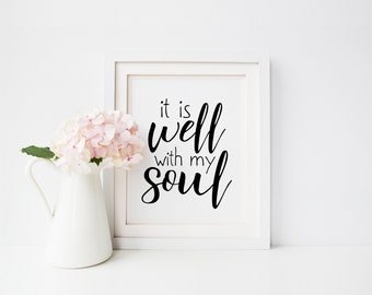 It is Well With My Soul Printable Wall Art Download, Christian Wall Art ...