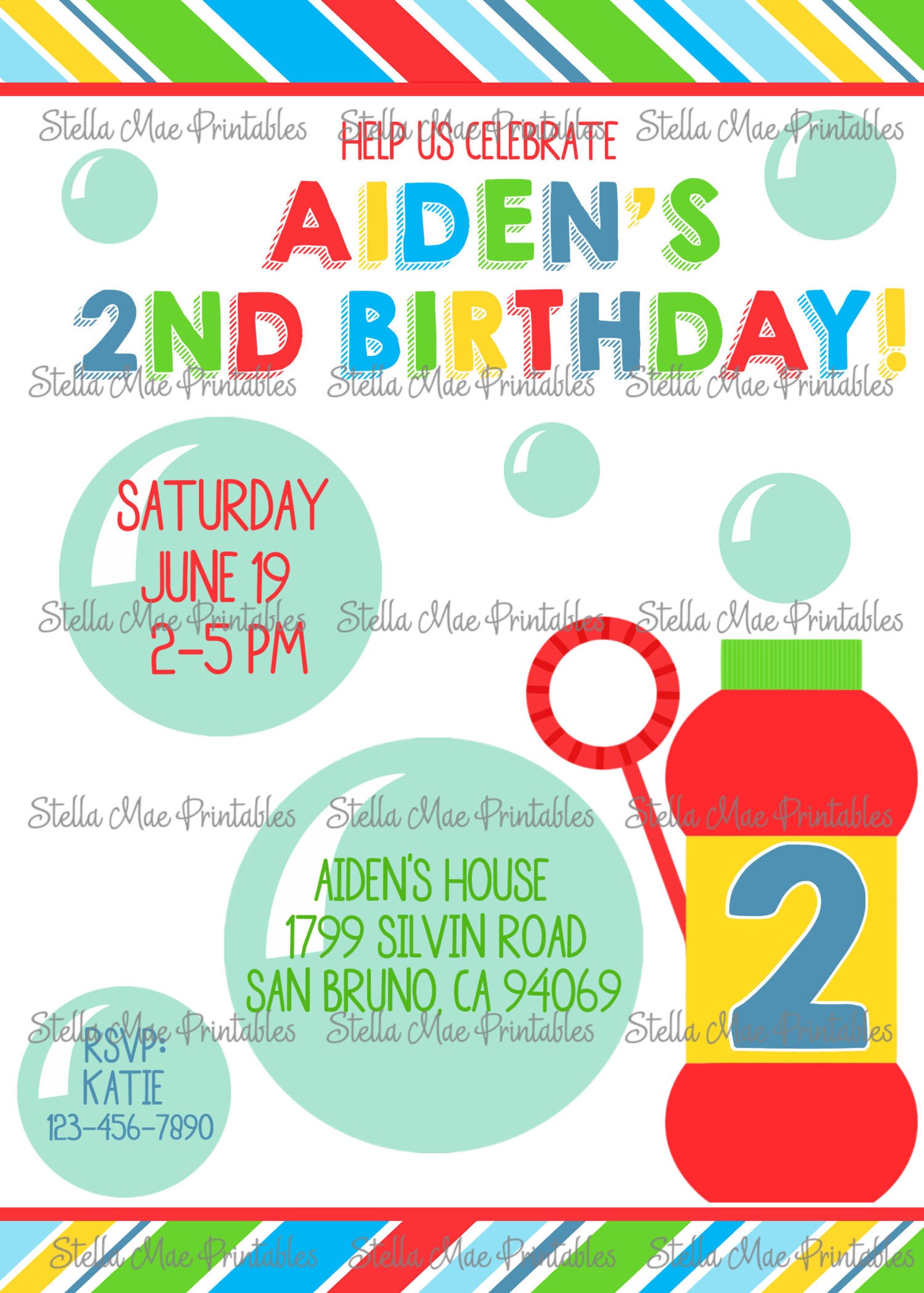 Bubble Birthday Invitation -bubbles, Birthday, Blowing Bubbles, Bubble ...