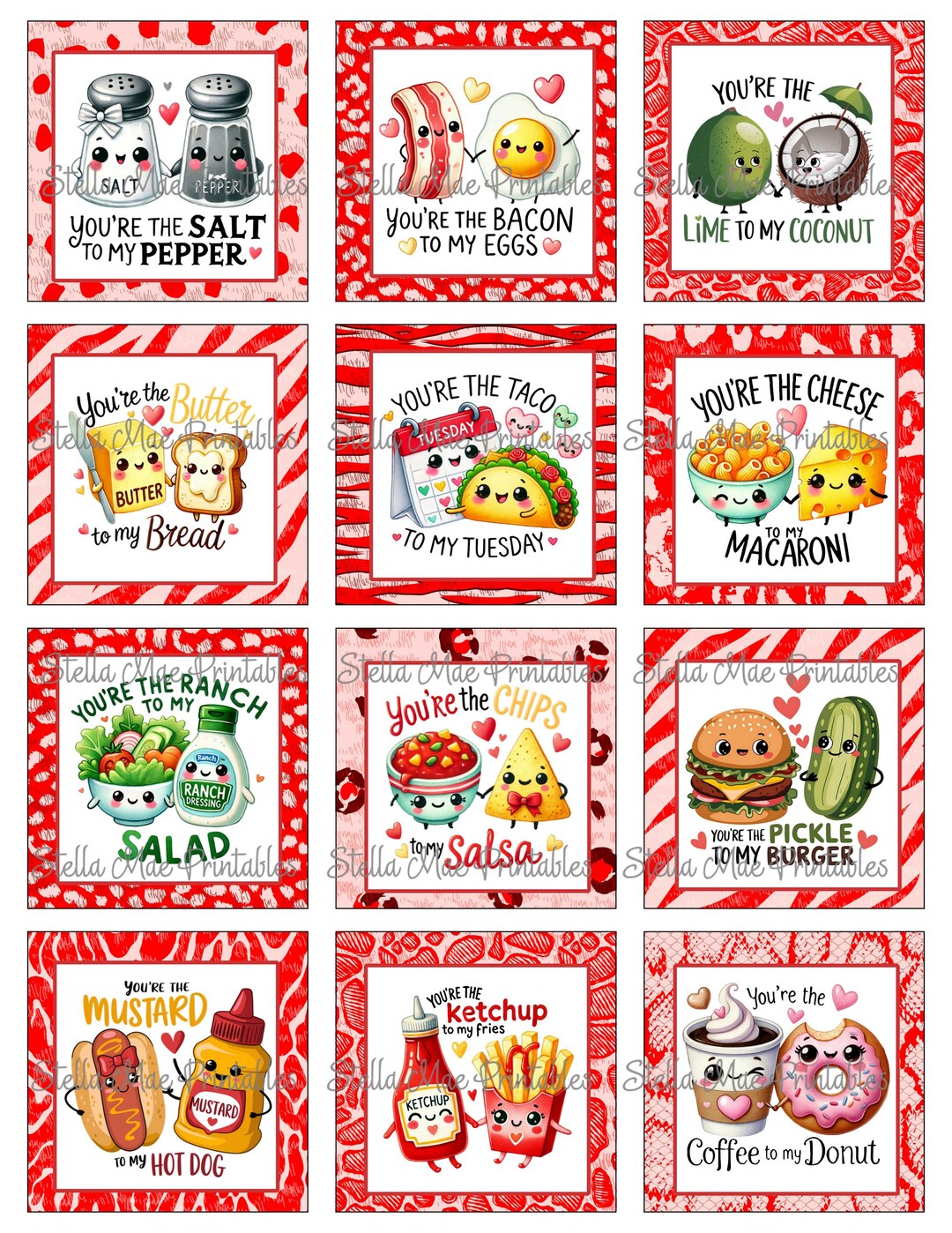 Valentine Tags- Party Favor, Food Pairs, Go Together, Gift Tag ...