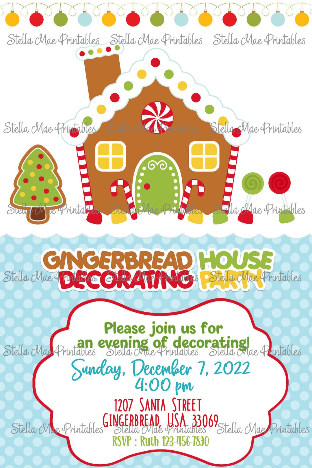 Gingerbread House Decorating Invitation -gingerbread House, Christmas ...