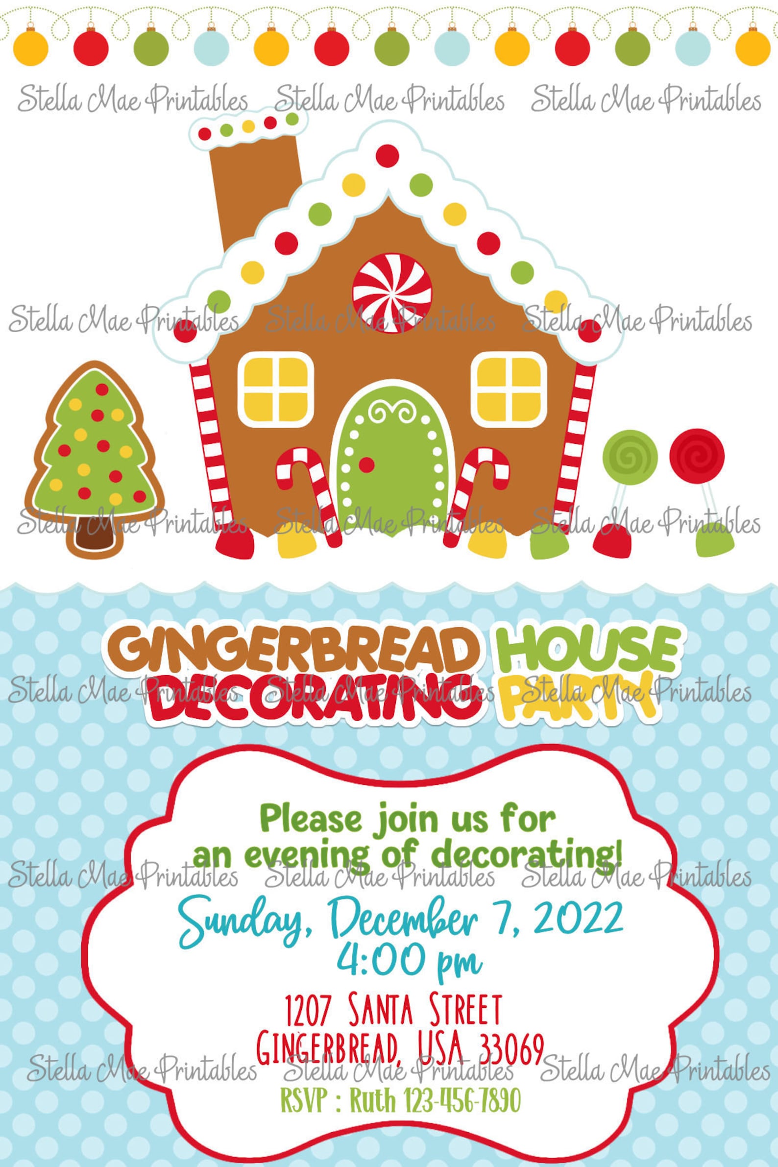 Gingerbread House Decorating Invitation -gingerbread House, Christmas ...