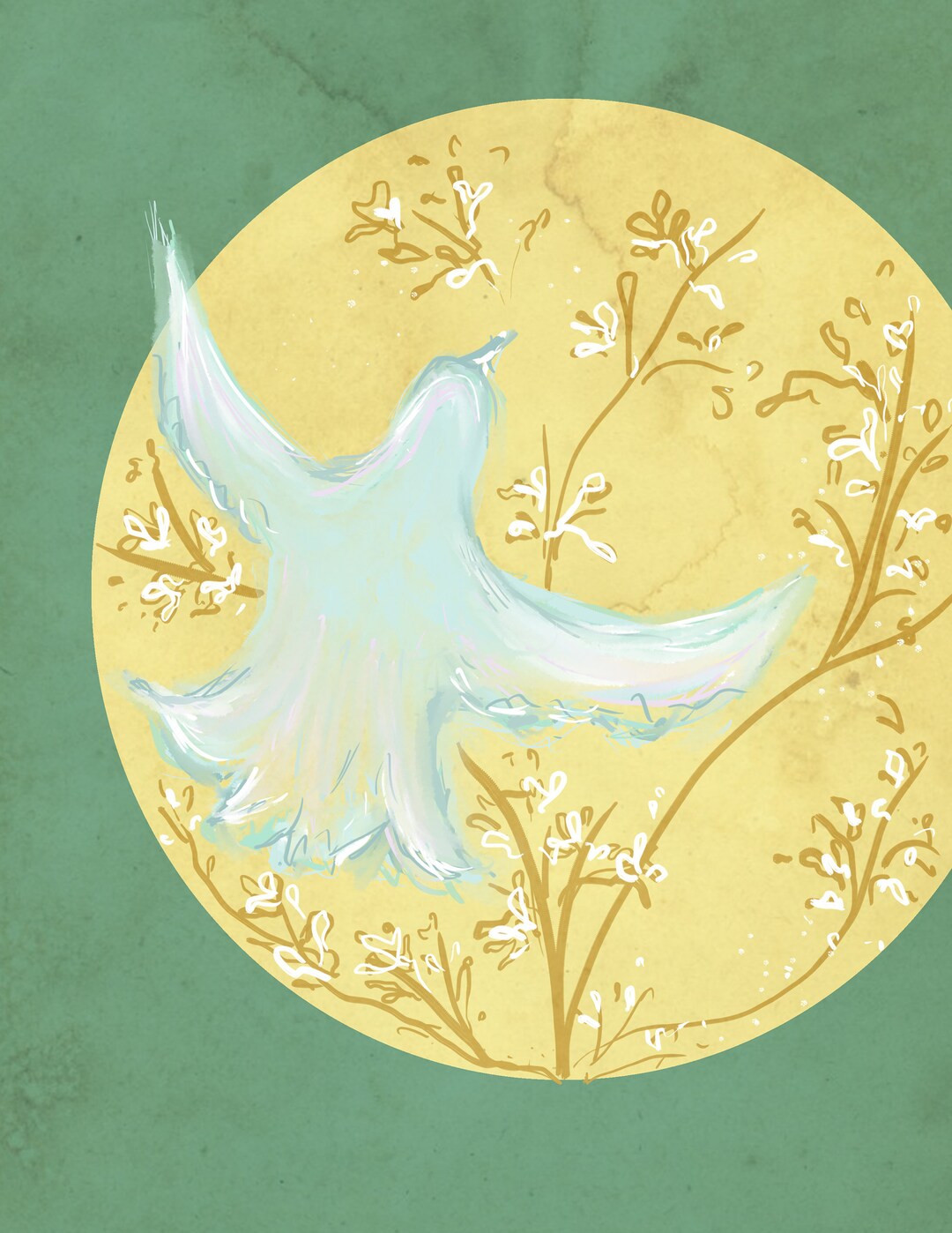 Healing Bird-dark Teal Digital Art Print - Etsy
