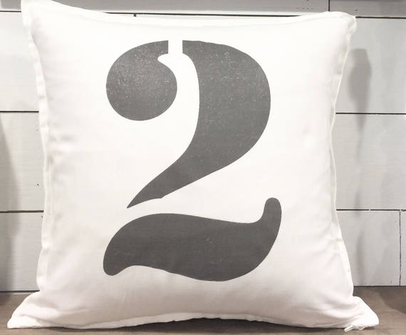 Custom number pillow cover - 20x20 Cotton Pillow Cover - Typography ...