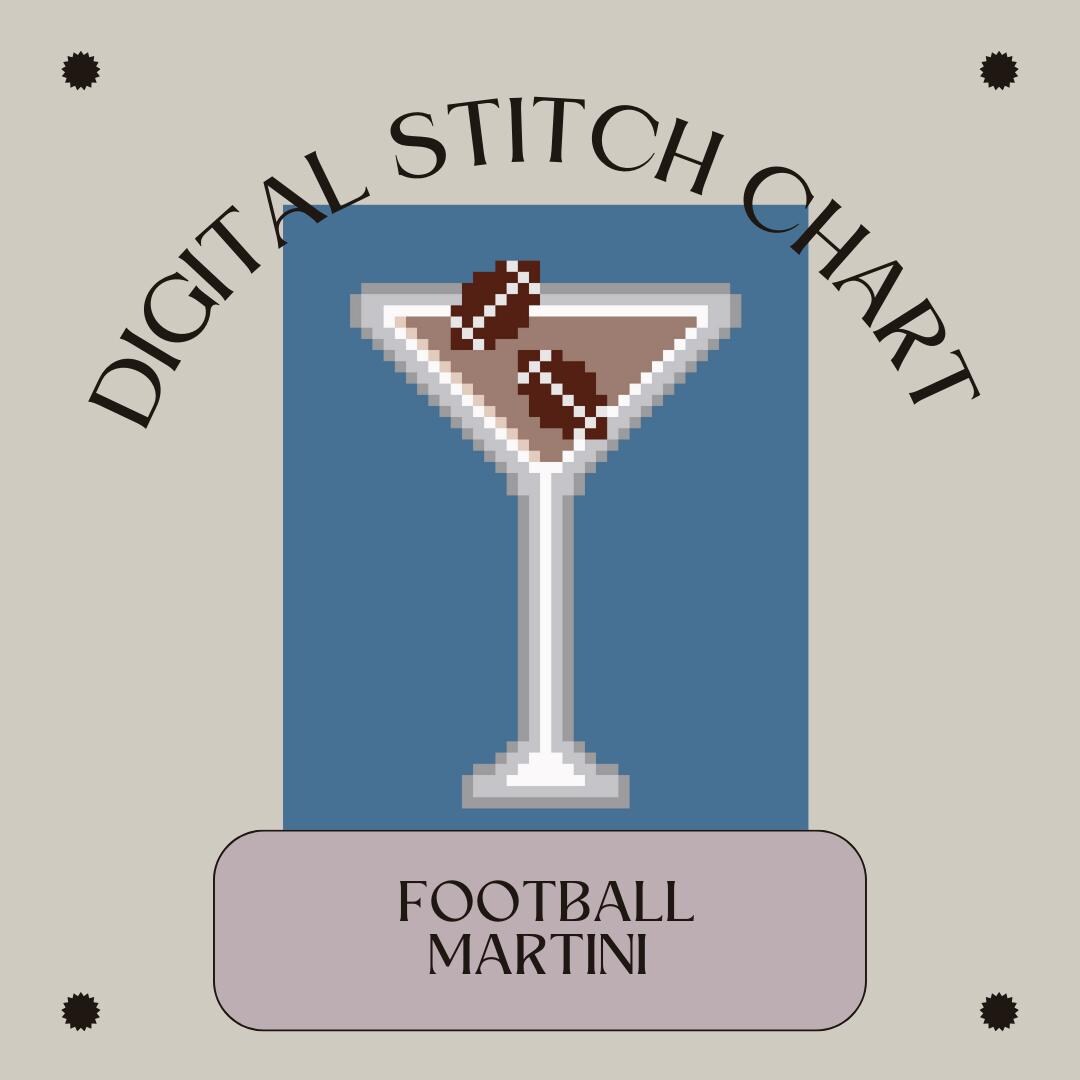 Football Season Martini Needlepoint Cross Stitch Chart | Digital Stitch ...