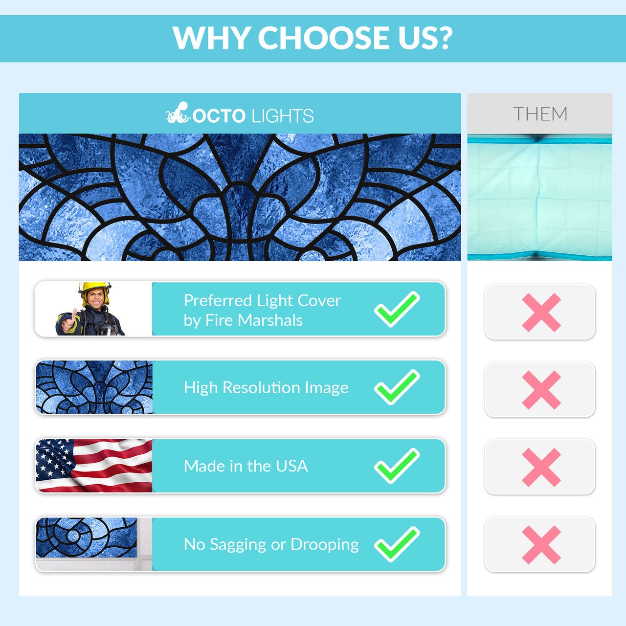 Octo Lights Classroom Fluorescent Light Covers Magnetic Stained Glass ...