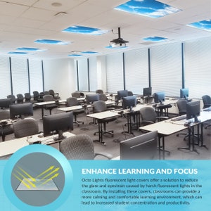 Octo Lights Classroom Fluorescent Light Covers Magnetic Cloud 010 - Etsy