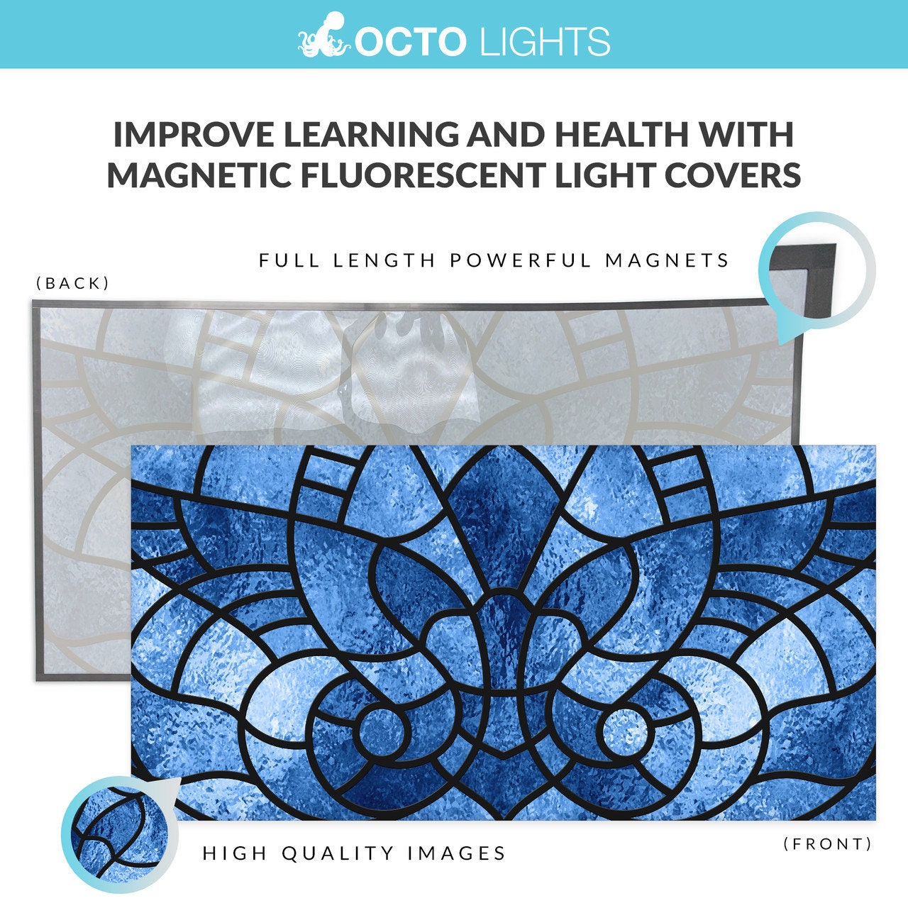 Octo Lights Classroom Fluorescent Light Covers Magnetic Stained Glass ...