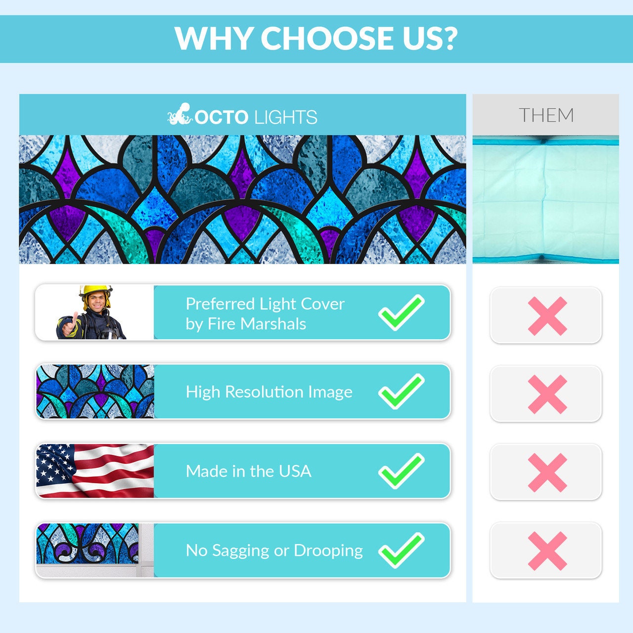 Octo Lights Classroom Fluorescent Light Covers Magnetic Stained Glass ...