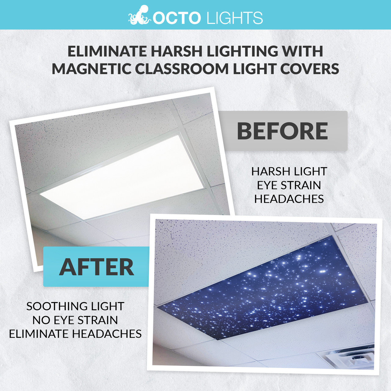 Octo Lights Classroom Fluorescent Light Covers Magnetic Astronomy Night ...