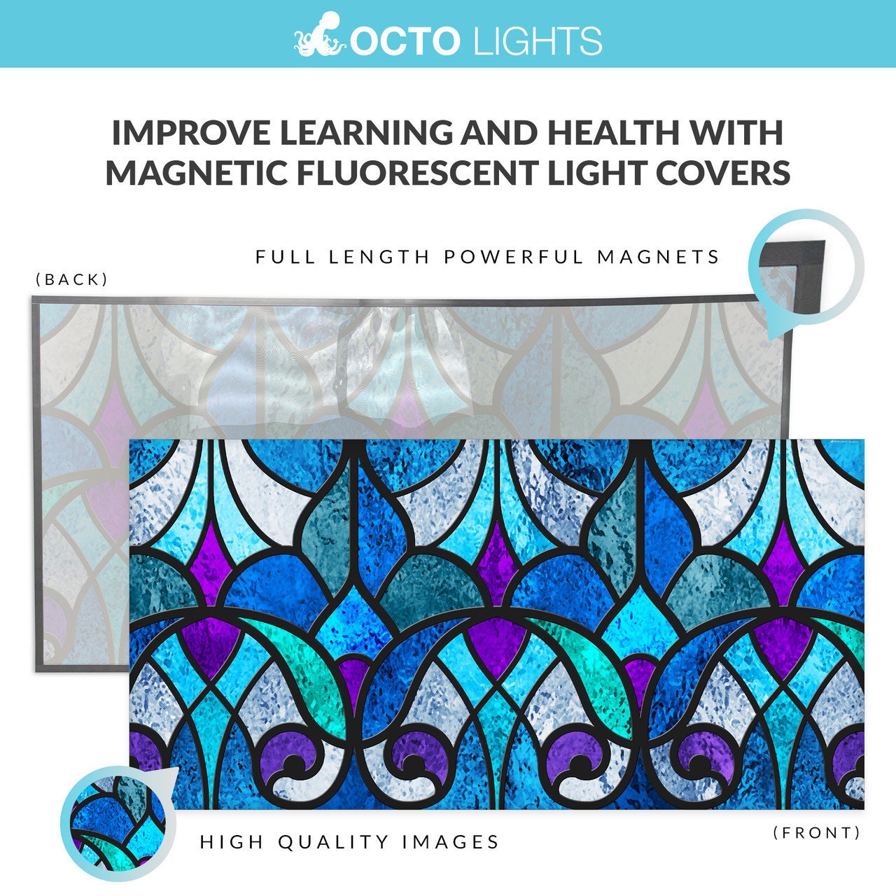 Octo Lights Classroom Fluorescent Light Covers Magnetic Stained Glass ...