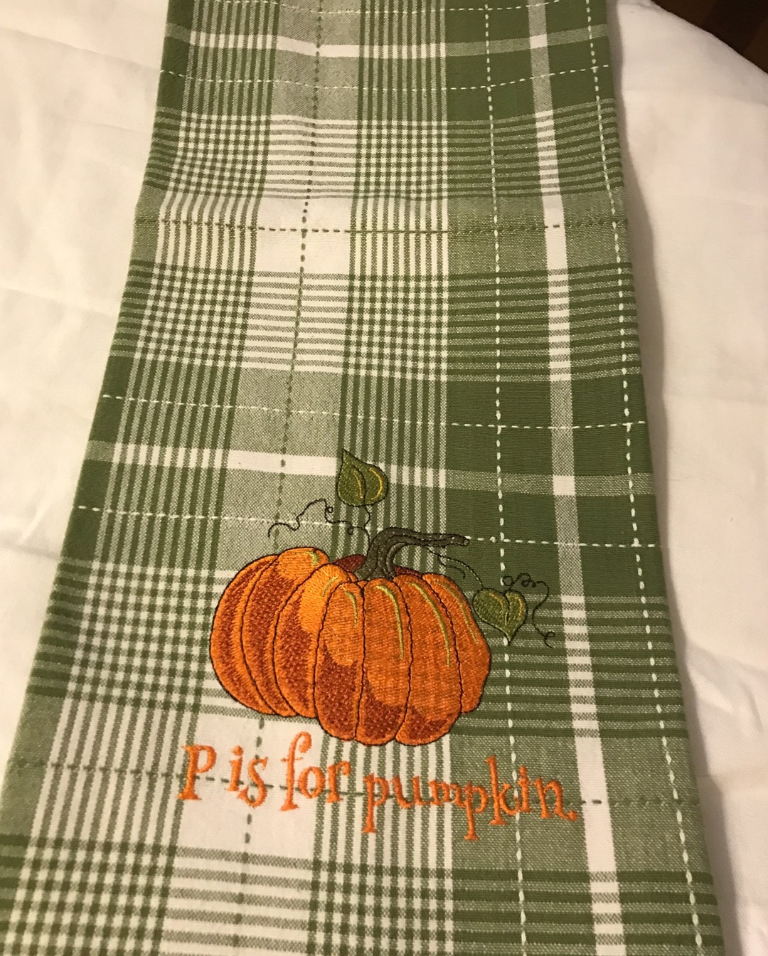 Thanksgiving Kitchen Towel Embroidered Pumpkin Towel Fall Tea Towel ...