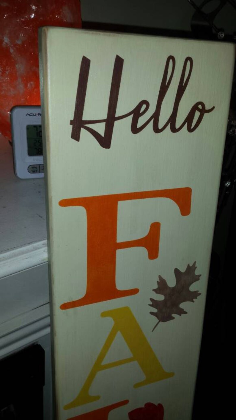 Hello Fall Sign Vertical Porch Sign Halloween Wood Sign Distressed Wood ...