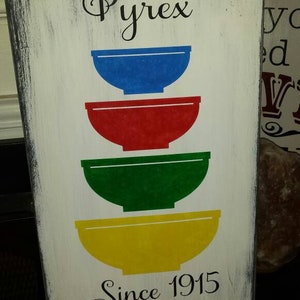 Pyrex Wood Sign Rustic Distressed Wood Large Wall Hanging Primitive ...