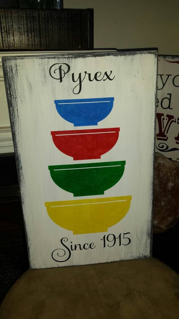 Pyrex Wood Sign Rustic Distressed Wood Large Wall Hanging | Etsy